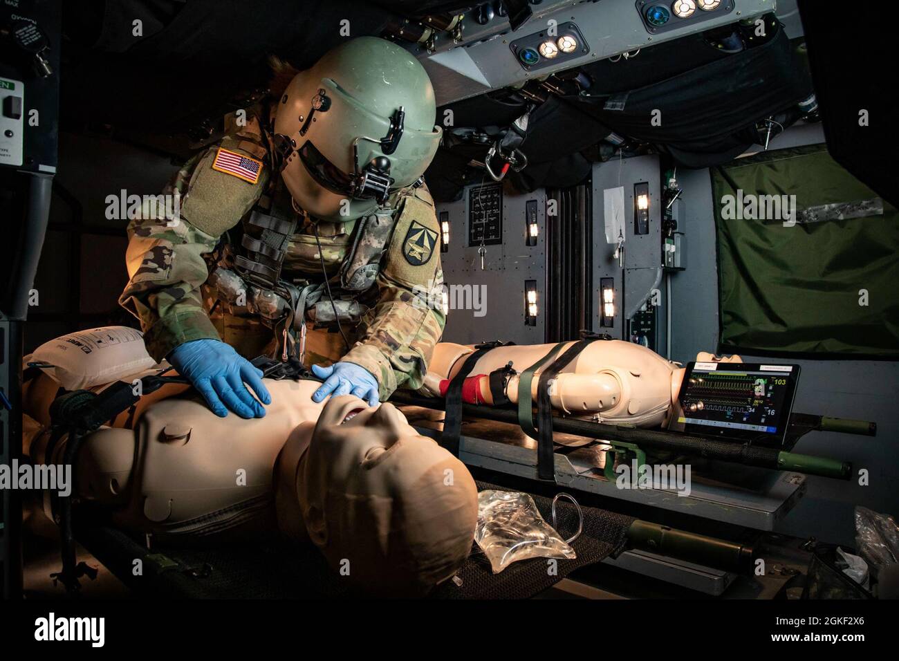 A U.S. Army Aeromedical Research Laboratory flight paramedic tests new ...