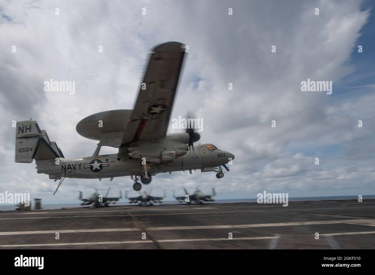 SOUTH CHINA SEA (April 5, 2021) – An E-2C Hawkeye, assigned to the ...