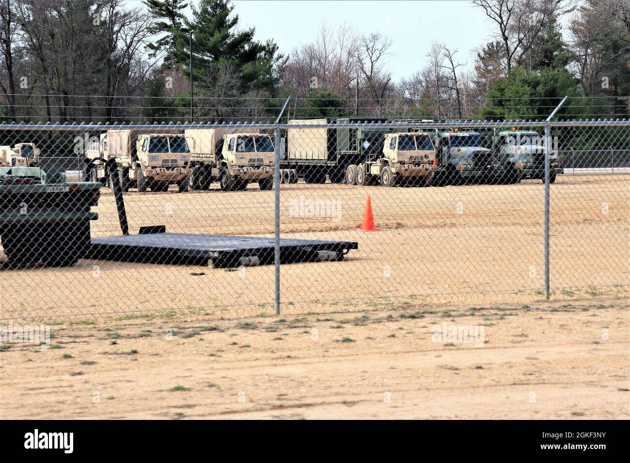 Military vehicles and equipment used for training are shown April 5 ...