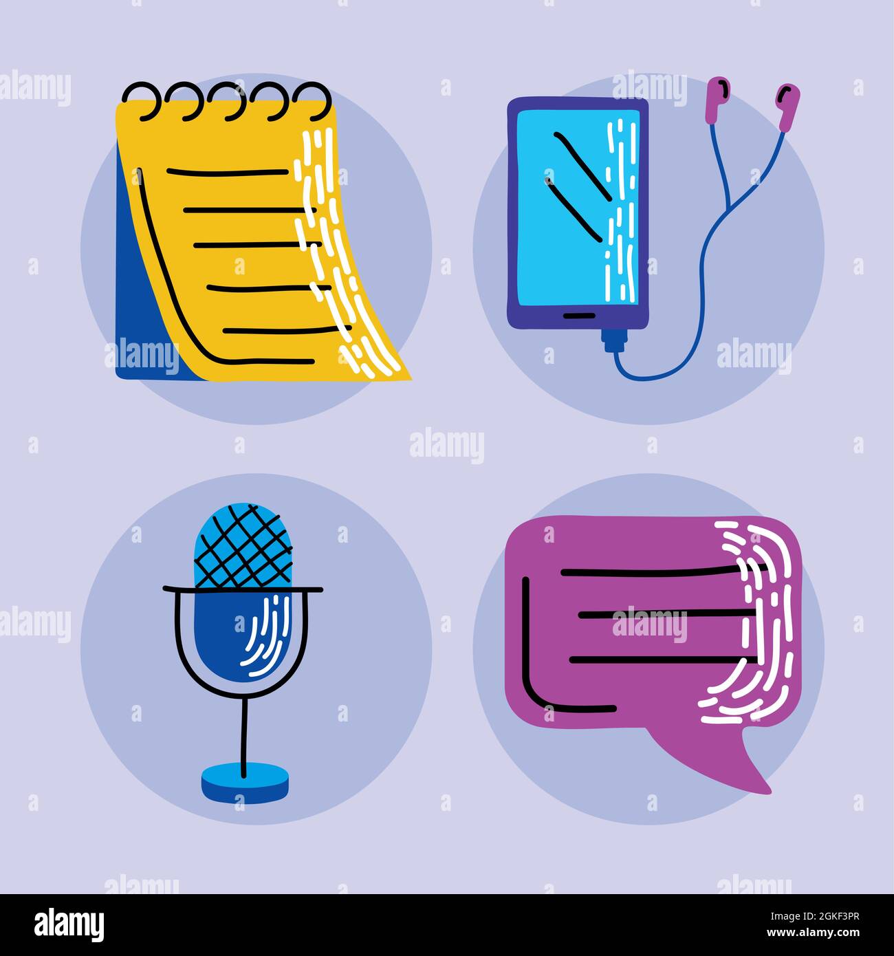 Podcast icon set on purple background Stock Vector Image & Art - Alamy