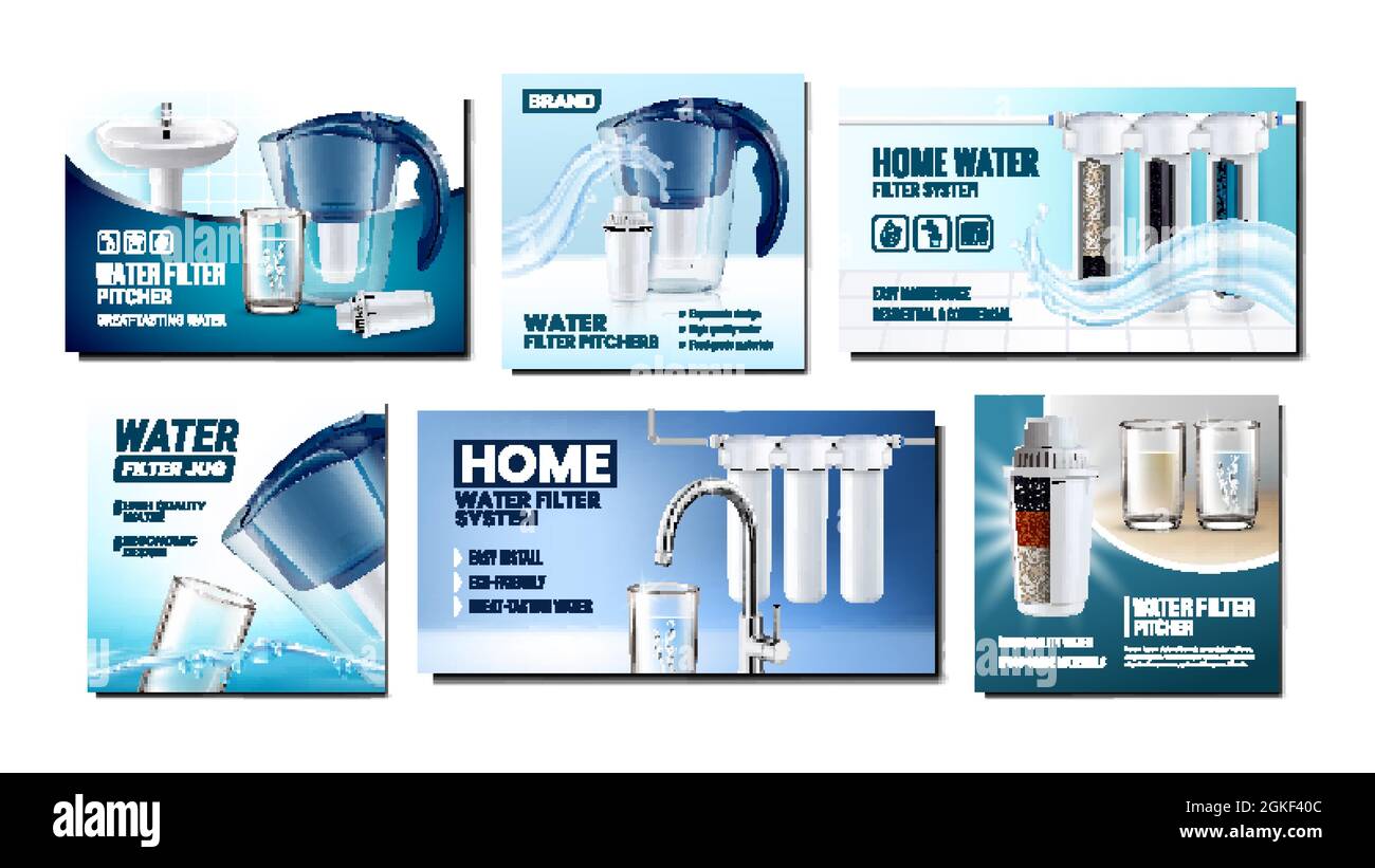 Water Filter Creative Promotion Posters Set Vector Stock Vector Image ...