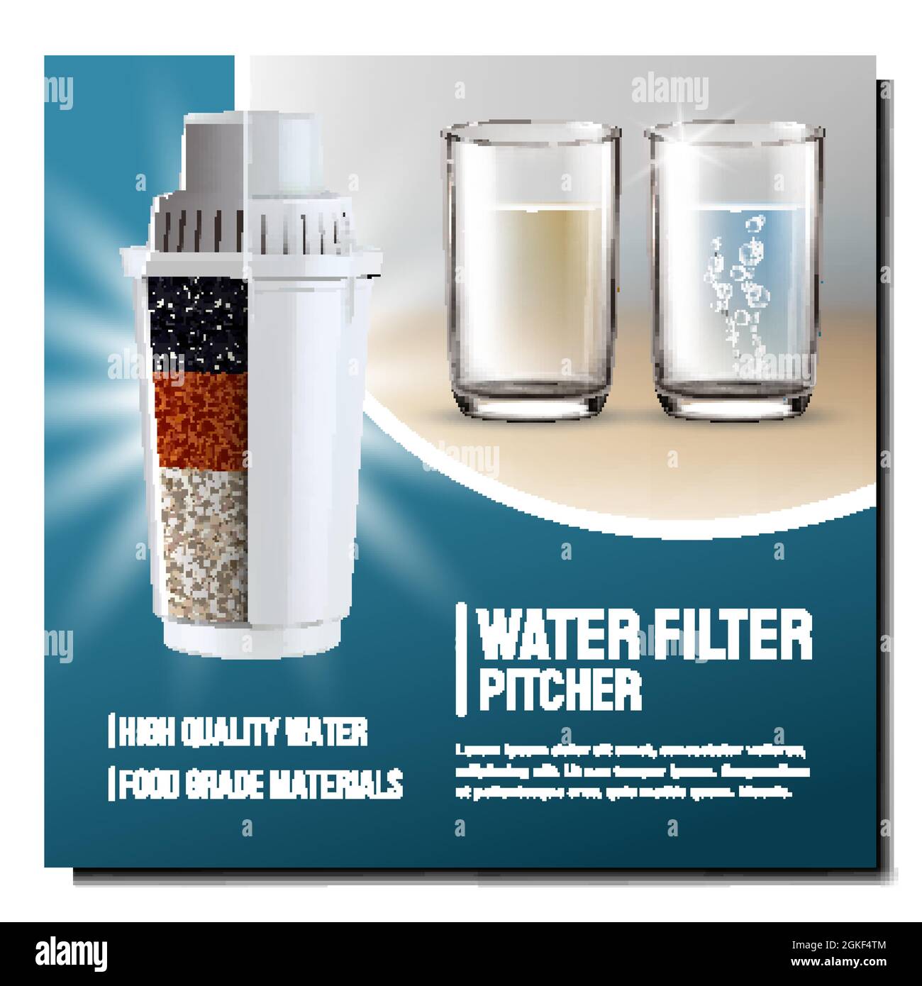 Water Filter Pitcher Cartridge Promo Poster Vector Stock Vector Image ...