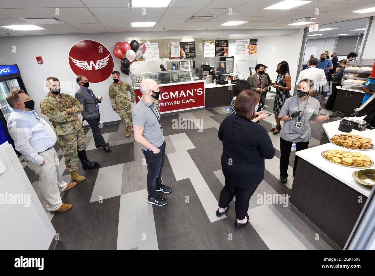 U.S. Air Force personnel fill the newly opened Wingman’s Courtyard Café ...