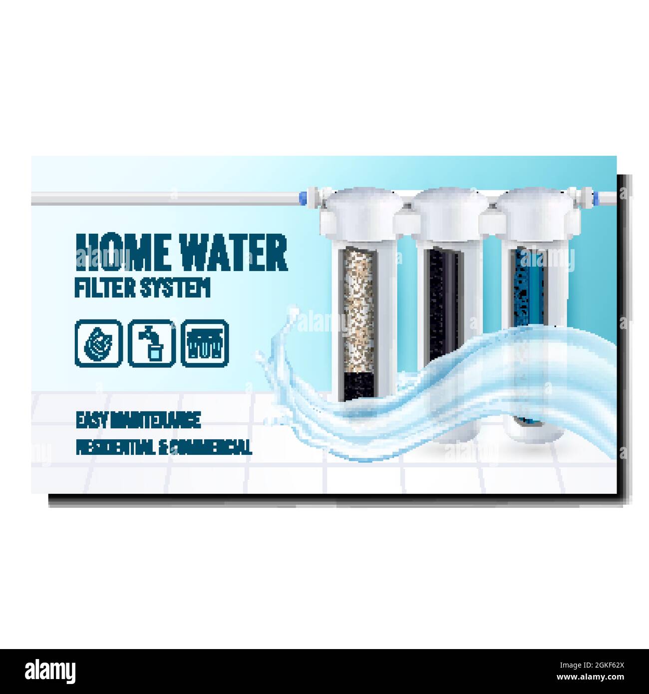 Home Water Filter System Promotional Poster Vector Stock Vector Image ...