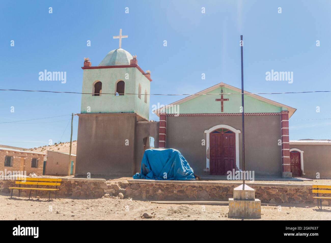 Church in a small village on bolivian Altiplano Stock Photo - Alamy
