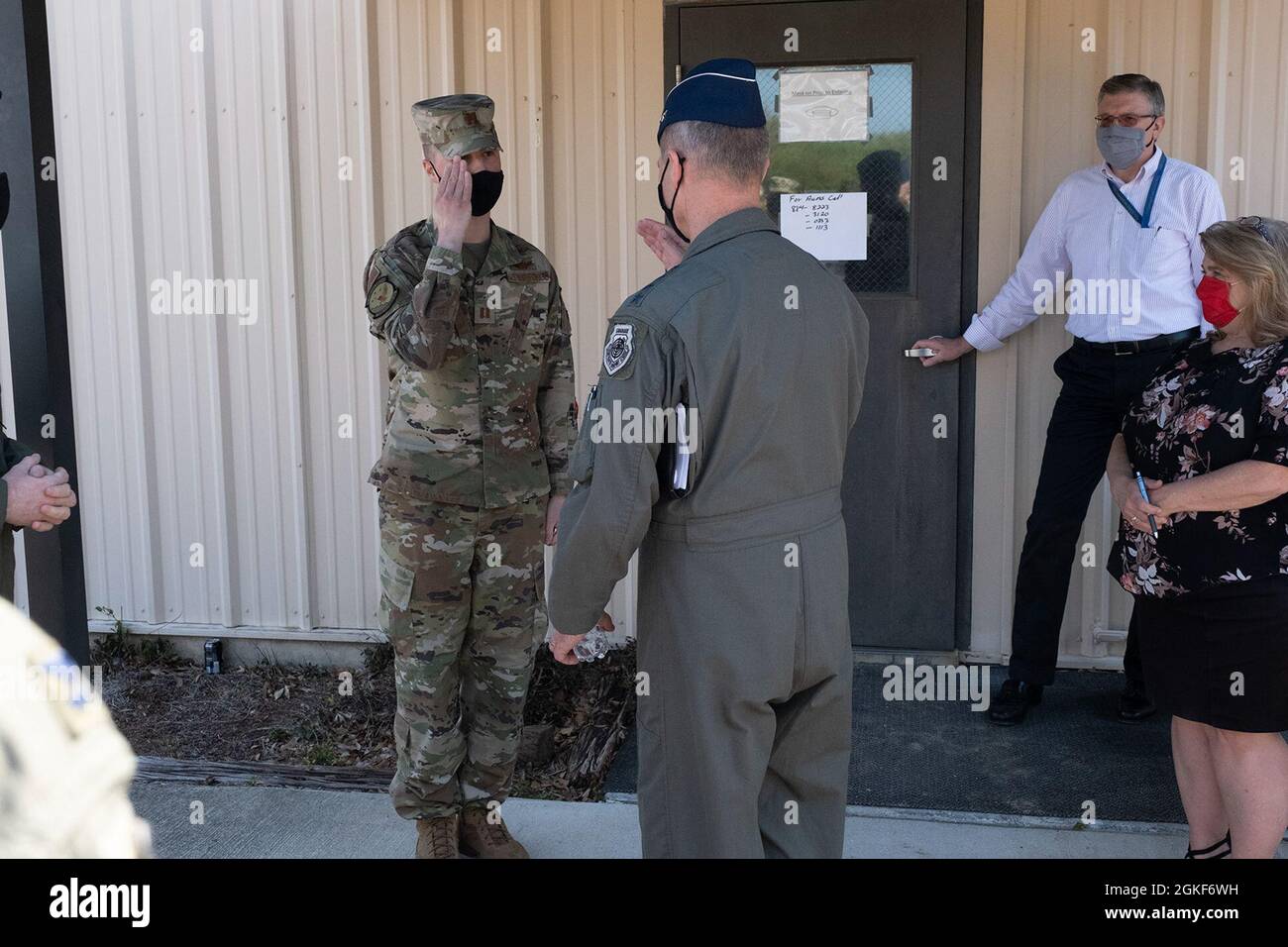U.S. Air Force Gen. Mark Kelly, commander of Air Combat Command, right ...