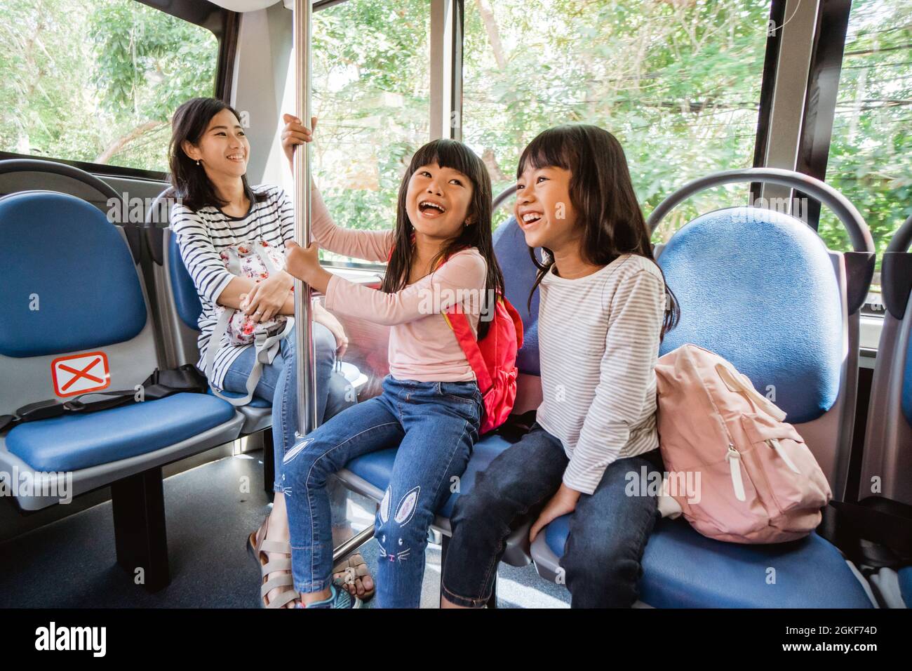 student going to school by bus public transportation together Stock ...