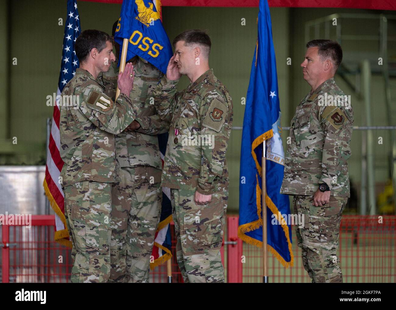 U.S. Air Force Col. Sean Lowe, 48th Operations Group commander, left ...