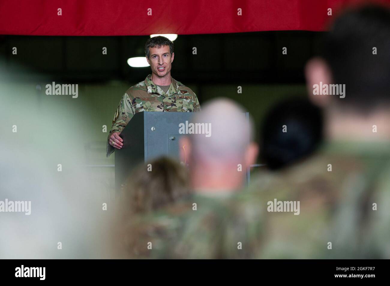 U.S. Air Force Col. Sean Lowe, 48th Operations Group commander, speaks ...