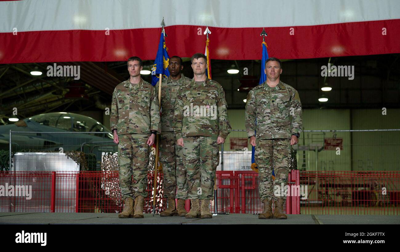 U.S. Air Force Col. Sean Lowe, 48th Operations Group commander, left ...