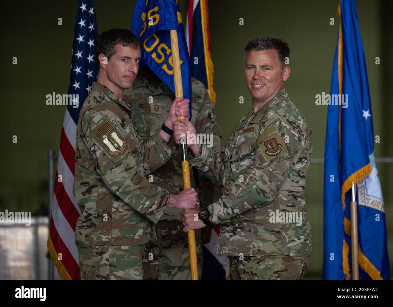 U.S. Air Force Col. Sean Lowe, 48th Operations Group commander, left ...