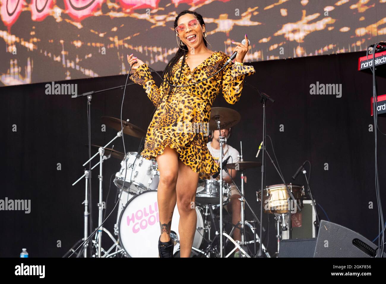 Singer Hollie Cook performing at a music concert festival in Garon Park ...