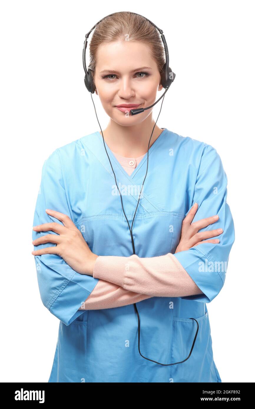 Receptionist headset (clinic) hi-res stock photography and images - Alamy