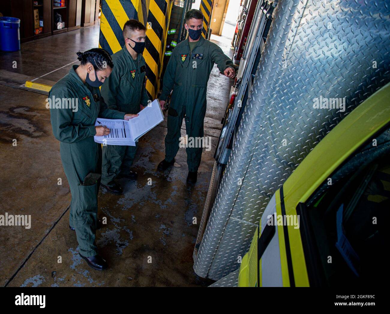 (From left) U.S. Marine Corps Cpl. Aila Corkern, Pfc. Elijah Stewart ...