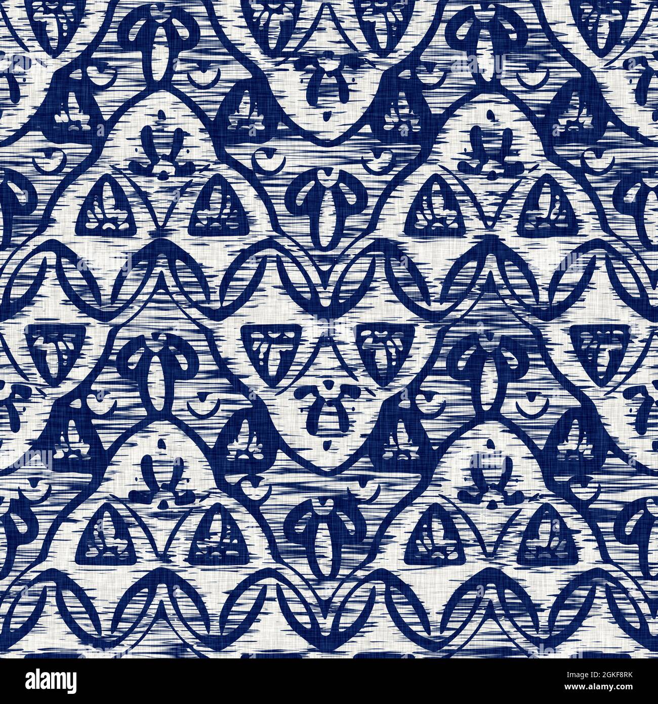 Indigo dyed fabric flower pattern texture. Seamless textile fashion ...