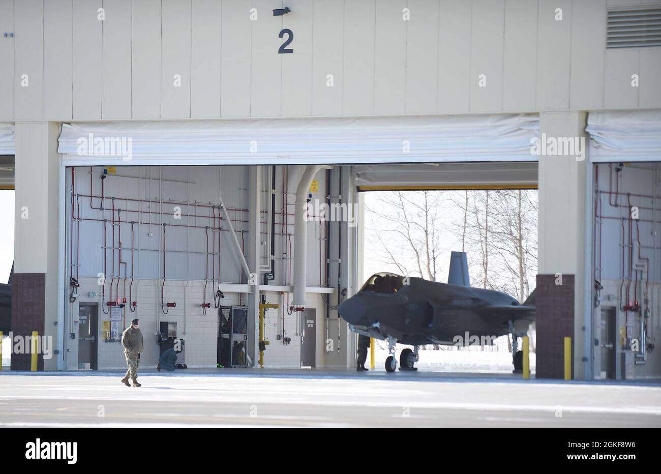 An F-35A Lightning II assigned to the 354th Fighter Wing generates ...