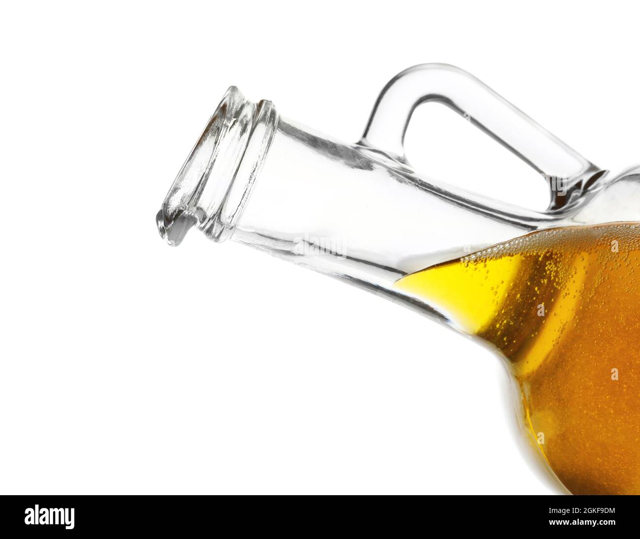 Pitcher with cooking oil on white background, closeup Stock Photo - Alamy