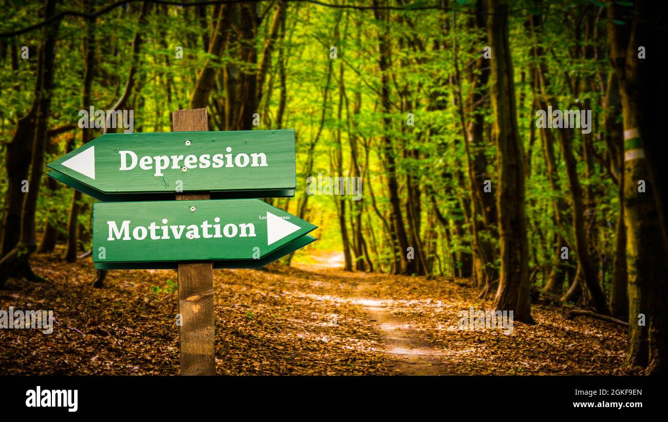 Street Sign the DIrection Way to Motivation versus Depression Stock ...
