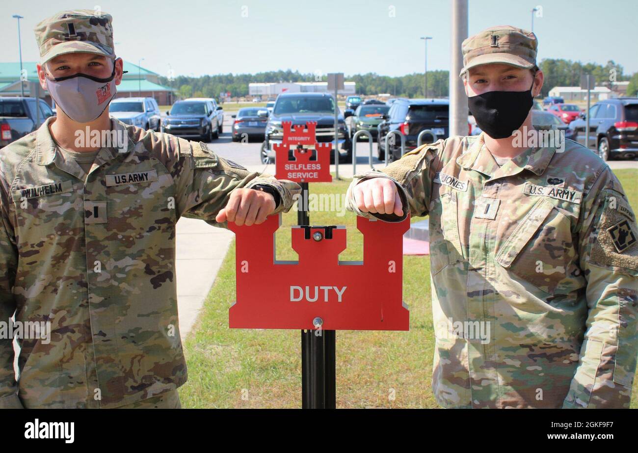 U.S Army 1st Lt. Andrew Wilhelm and 1st Lt. Madison Jones, both assigned to 92nd Engineer ...