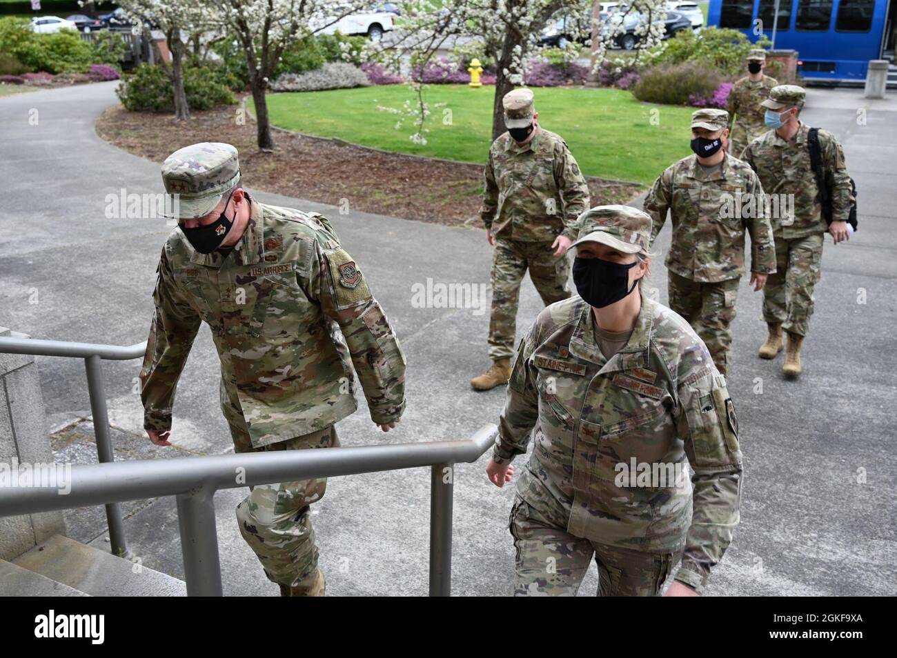 Maj. Gen. Thad Bibb, 18th Air Force commander, engages with Col. Erin ...