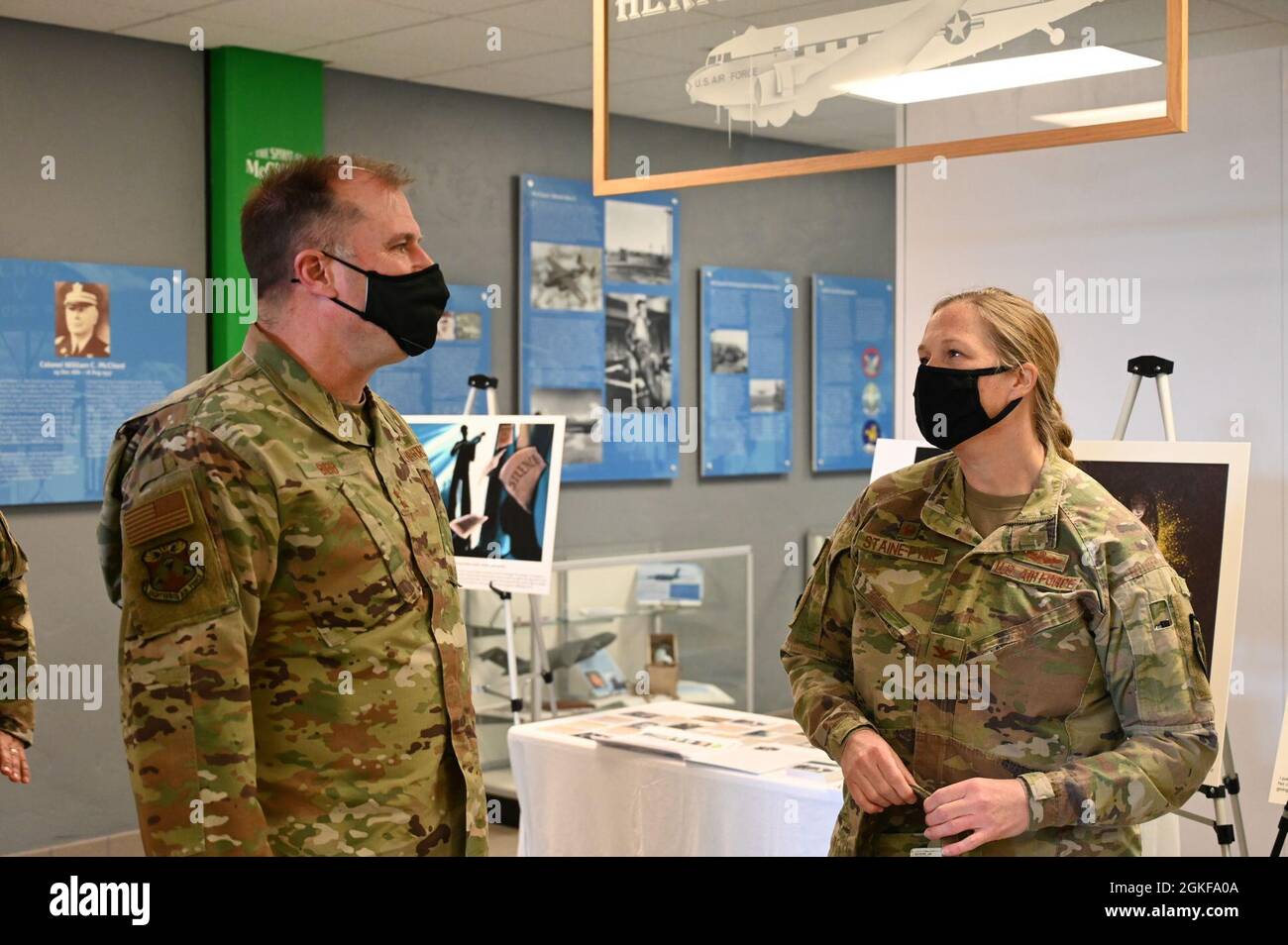 Maj. Gen. Thad Bibb, 18th Air Force commander, engages with Col. Erin ...