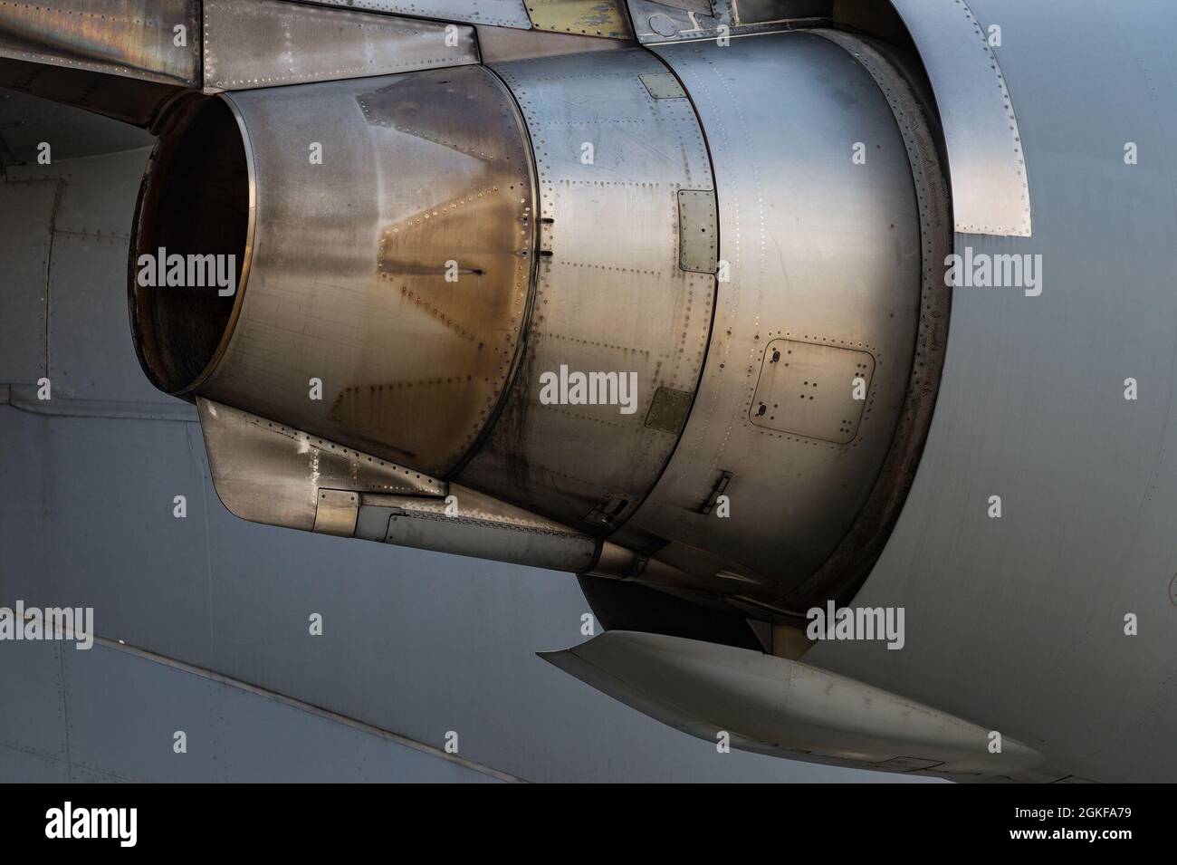 A photo of the rear section of a C-17 Globemaster III engine at Dover ...