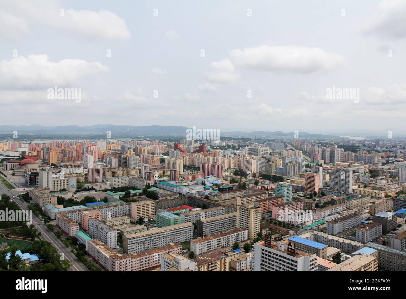 PYONGYANG, NORTH KOREA - JULY 26, 2015: Panoramic view at the Pyongyang ...