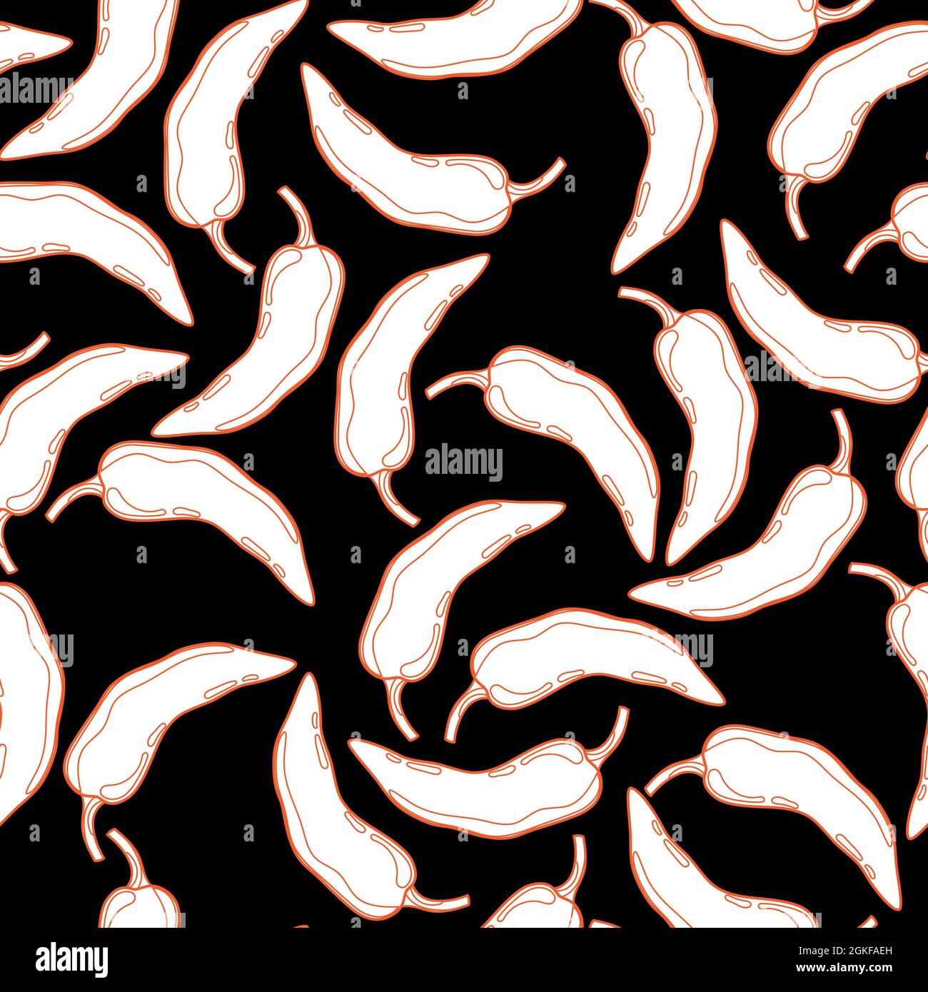 Pepper vector seamless pattern. Mexican chili spicy vegetable. Hot ...
