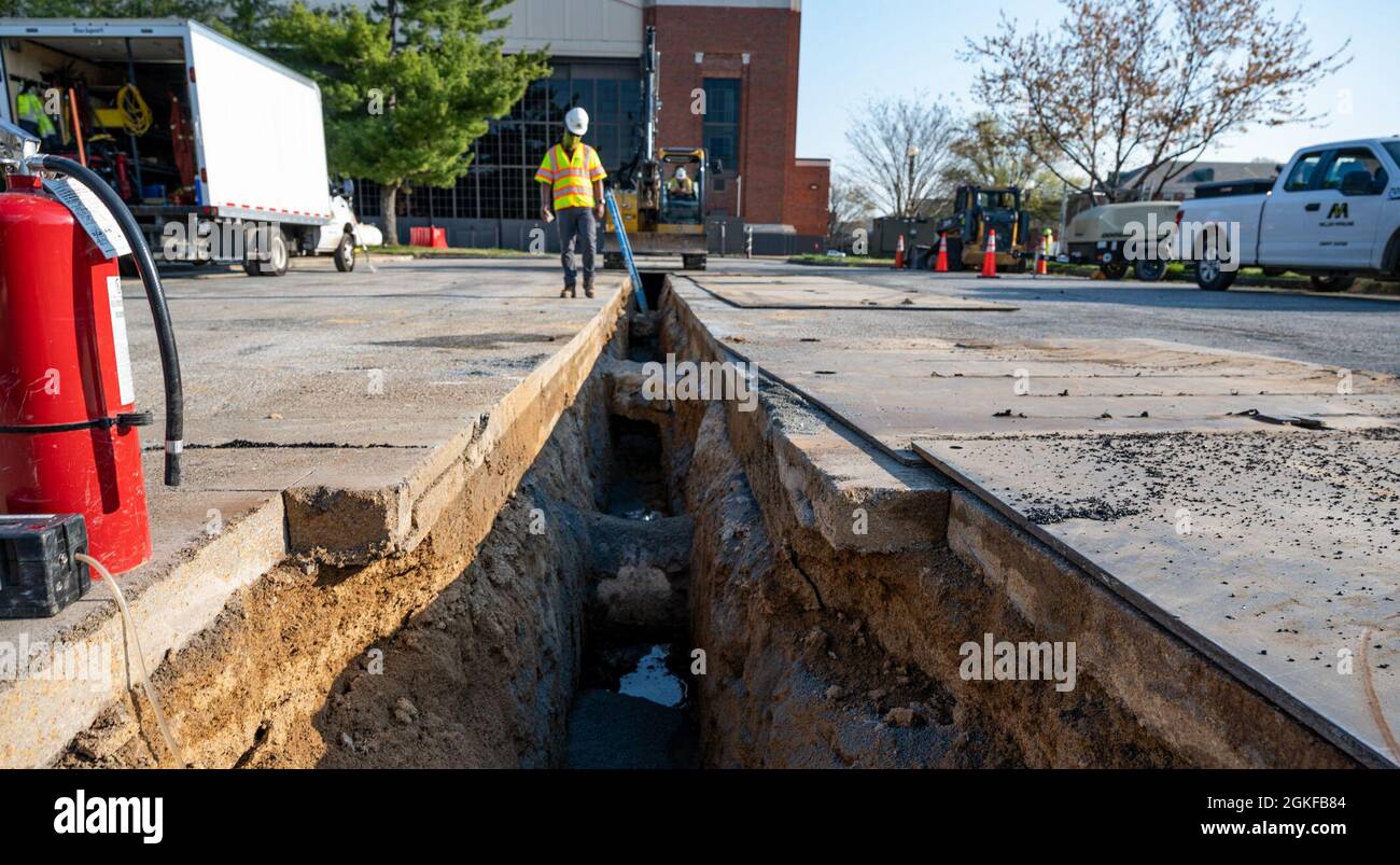 Contractors install a new gas for Hangar 2 on Joint Base Anacostia ...