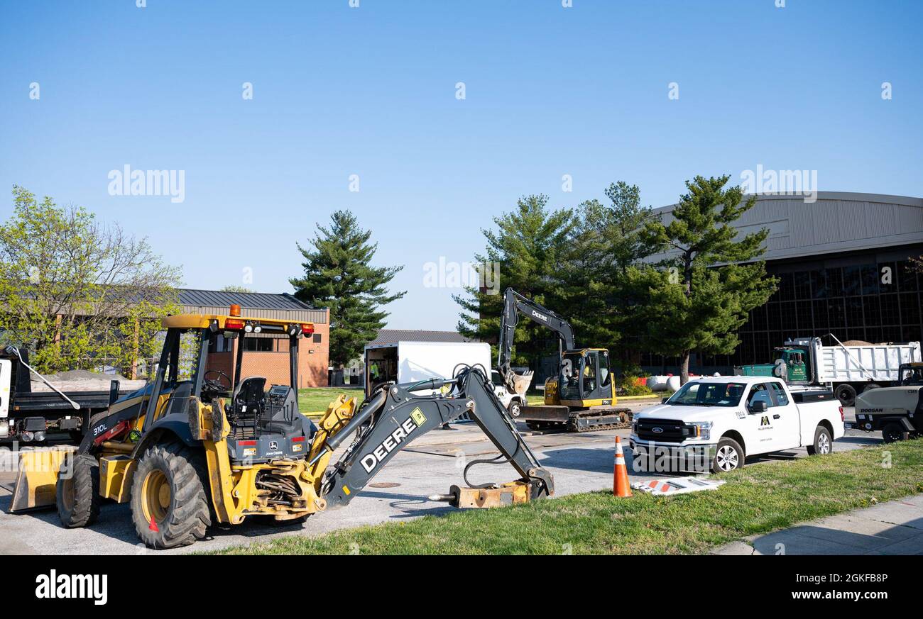 Contractors install a new gas for Hangar 2 on Joint Base Anacostia ...