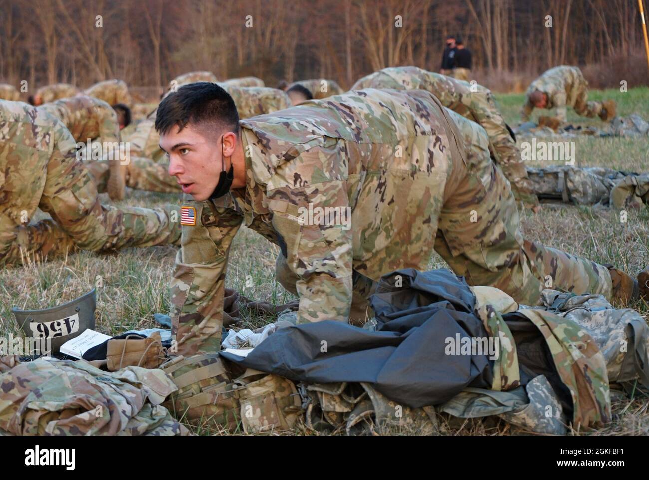 A Soldier attending Air Assault School at Fort Indiantown Gap completes ...