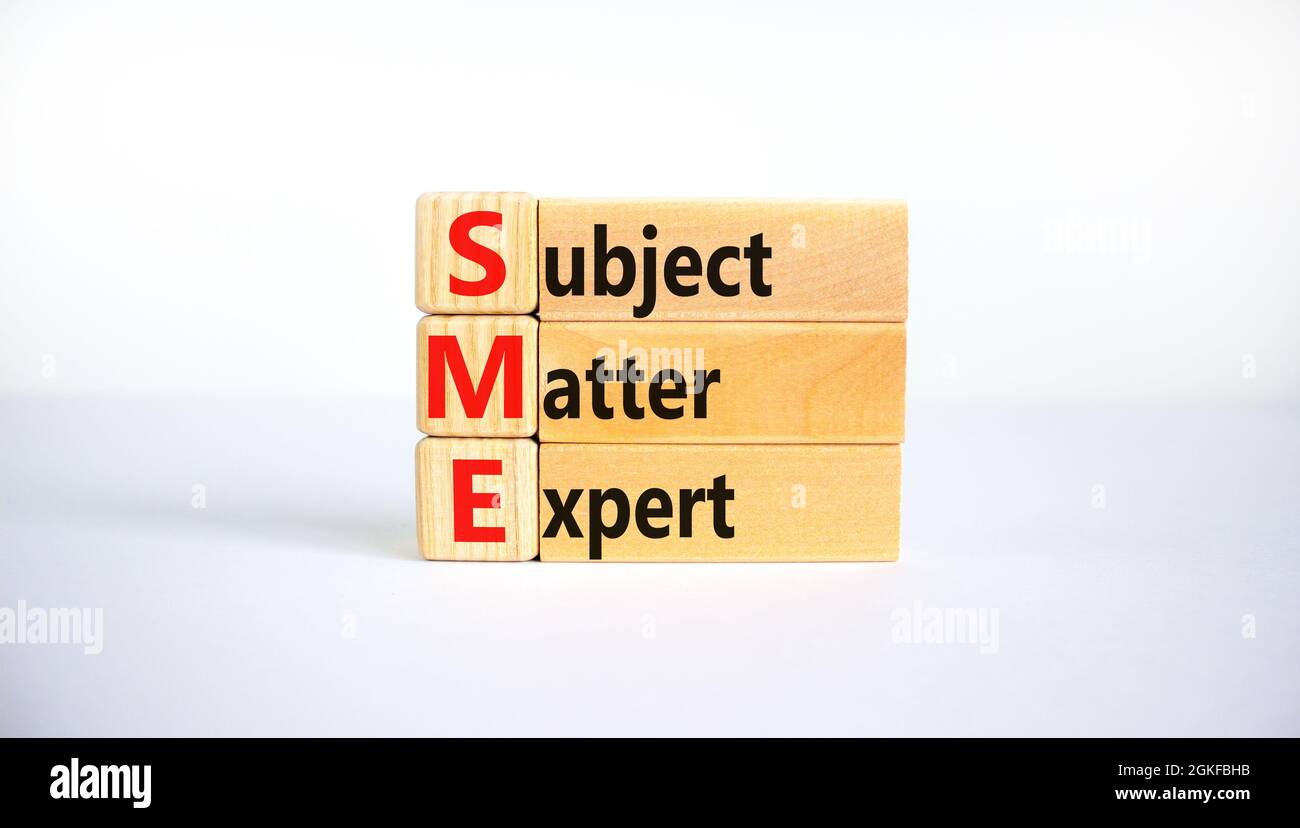 SME, subject matter expert symbol. Concept words SME, subject matter expert on wooden blocks on ...