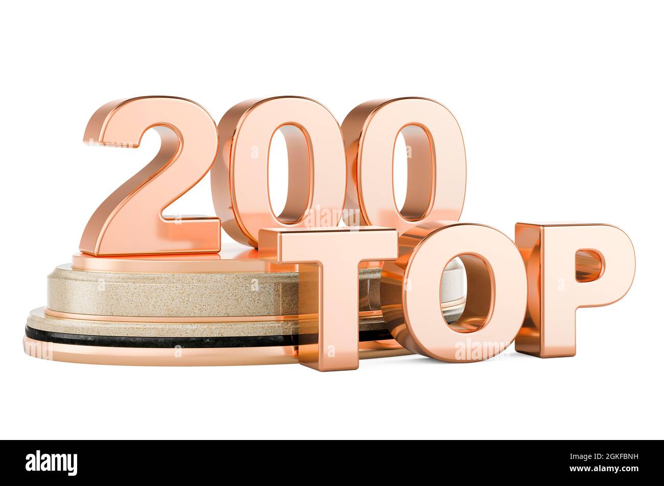 Top 200, podium award. 3D rendering isolated on white background Stock ...