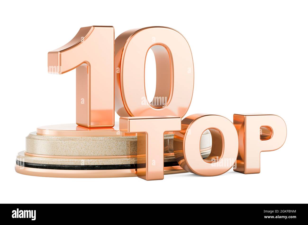 Top 10, podium award. 3D rendering isolated on white background Stock ...