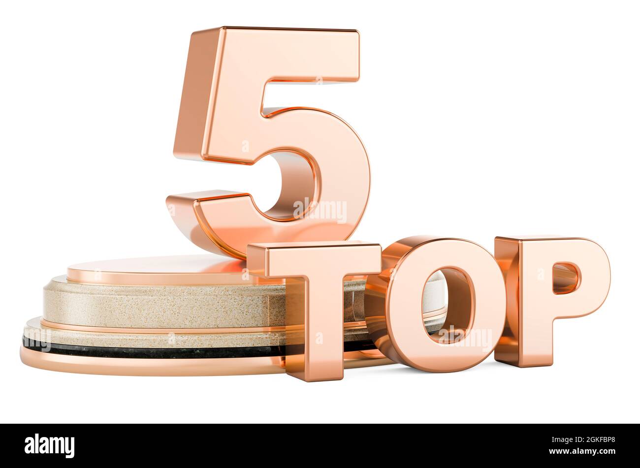 Top 5, podium award. 3D rendering isolated on white background Stock ...