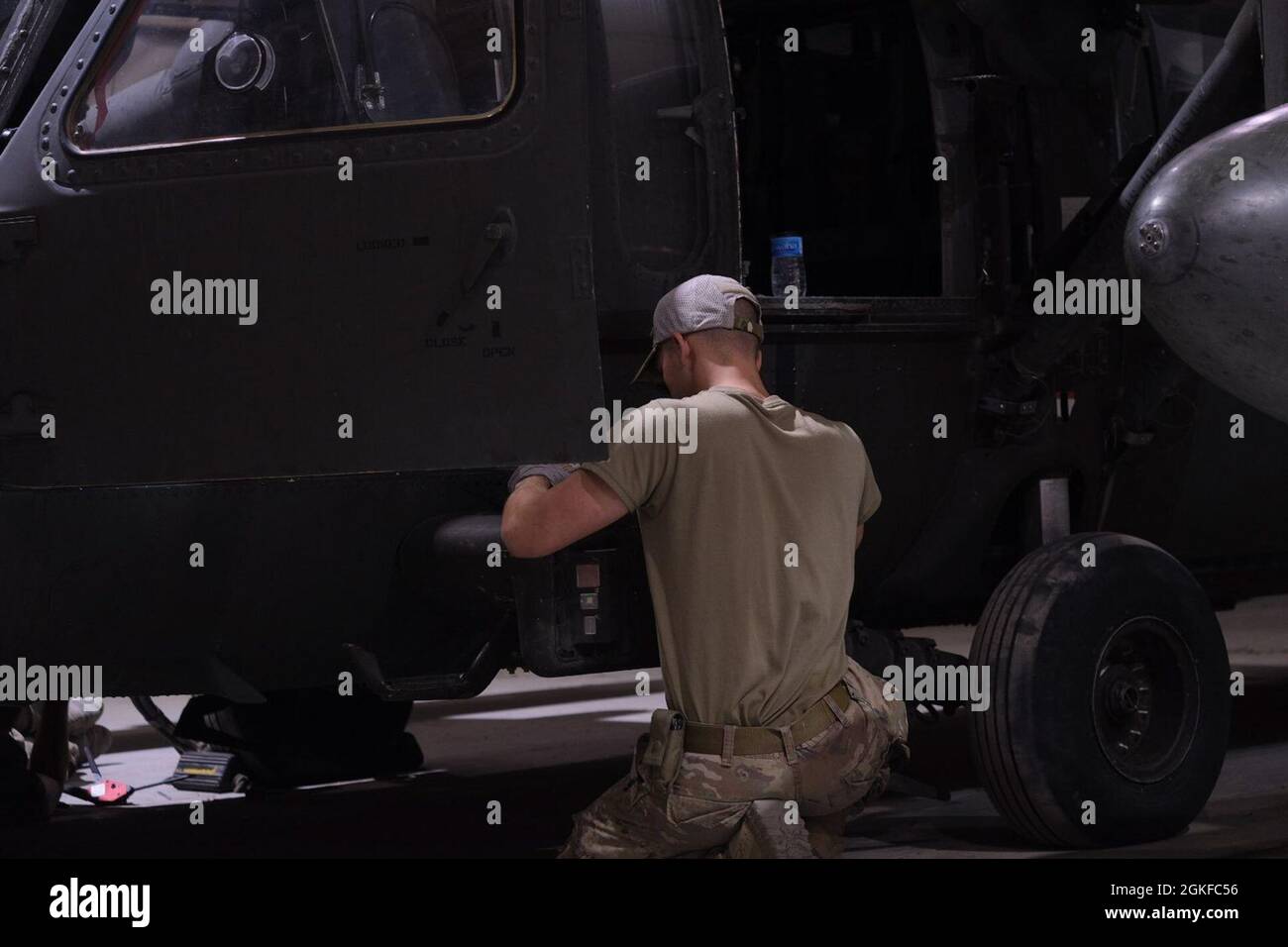 U.S. Army Spc. Troy Layman, a UH-60 repairer with Delta Company, 2 ...