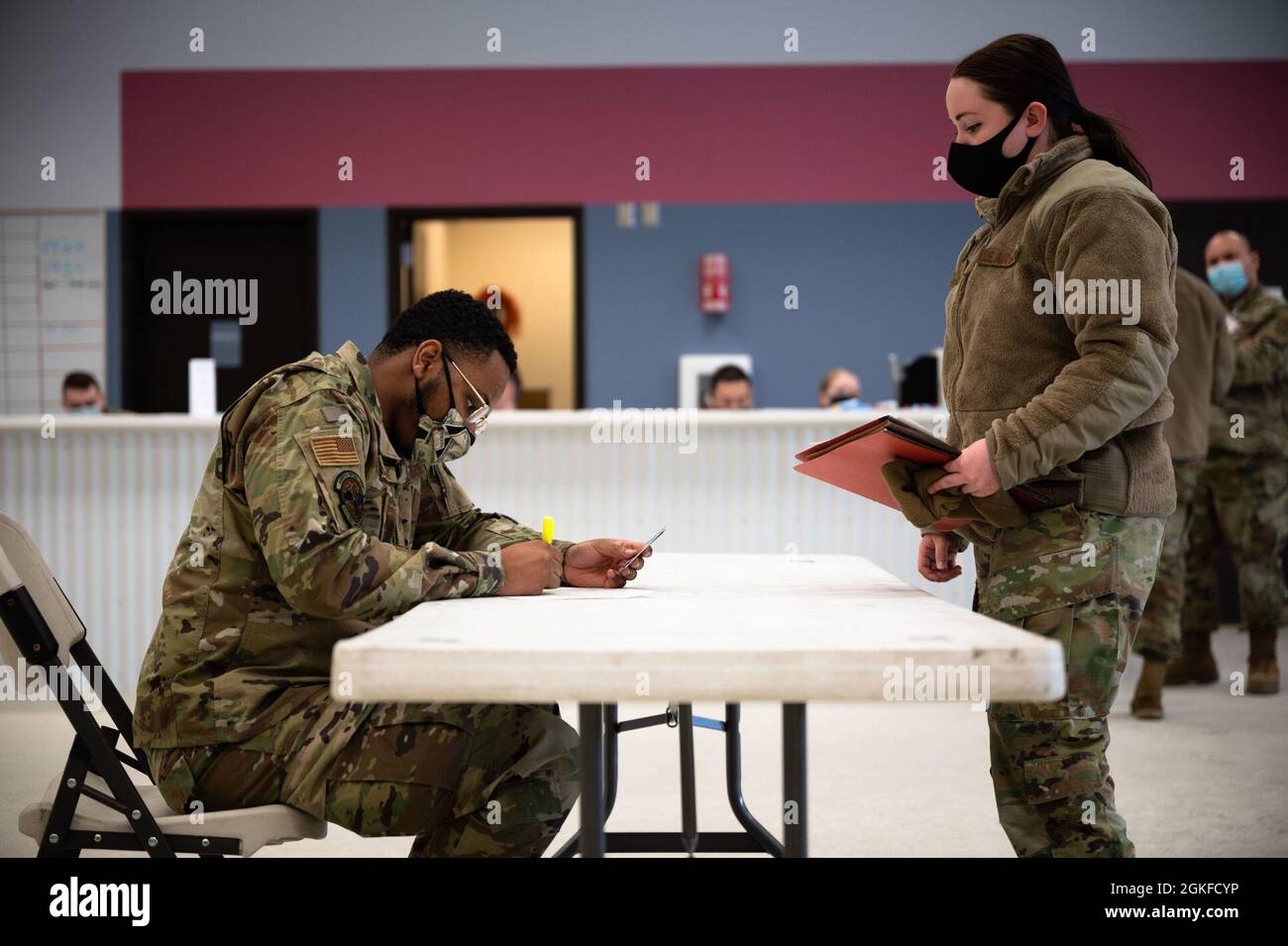 U.S. Air Force Airman 1st Class Jaylen DeArman, left, a 354th ...