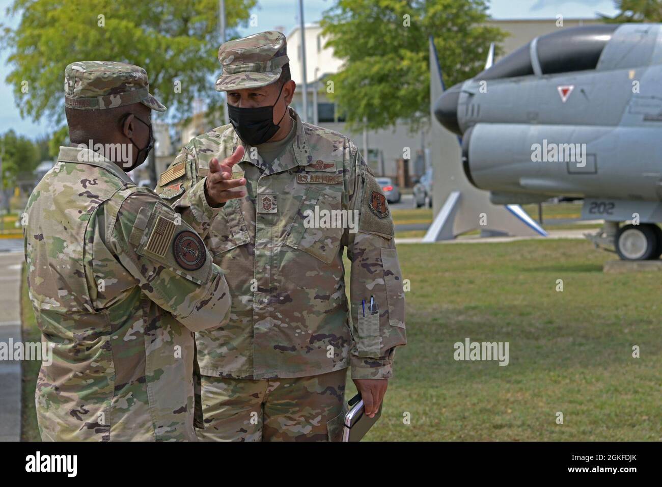 U.S. Air Force Chief Master Sgt. Héctor García, right, command chief ...