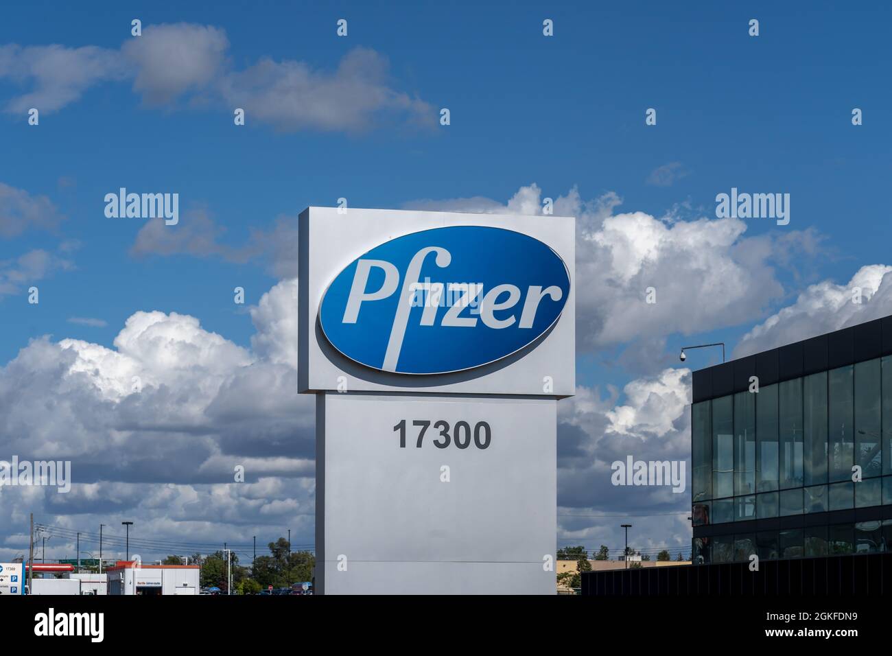 Kirkland, Quebec, Canada - September 3, 2021: Pfizer Canada head office ...