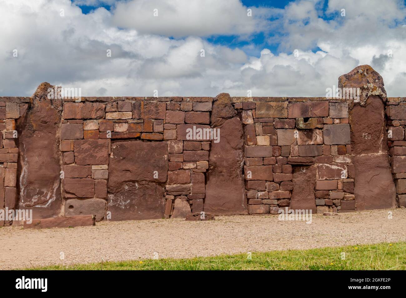 Ruins of Tiwanaku, Bolivia. Tiwanaku is an ancient city near the Lake ...