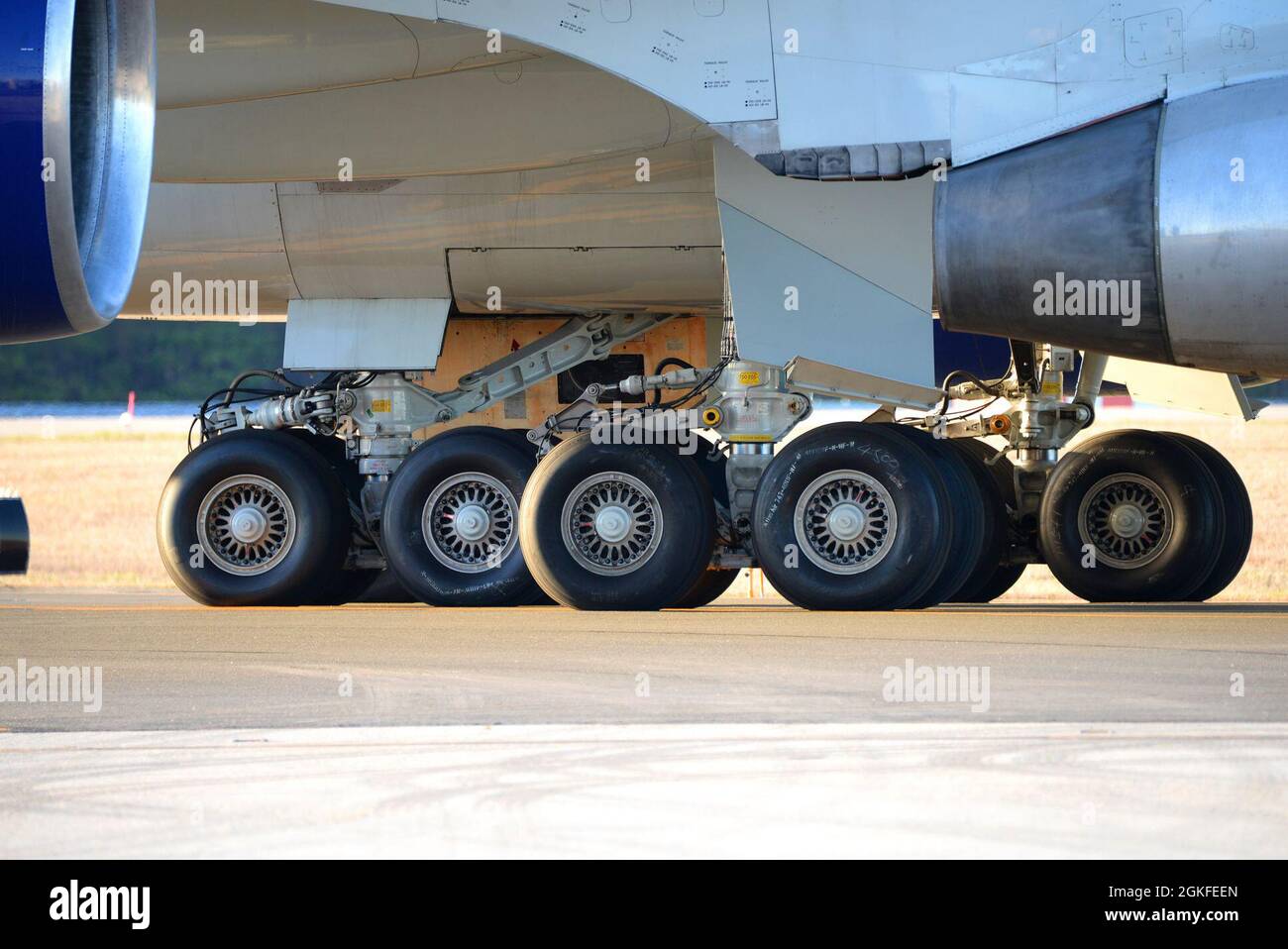 A Boeing 747 rotator aircraft taxis in preparation for take off from ...