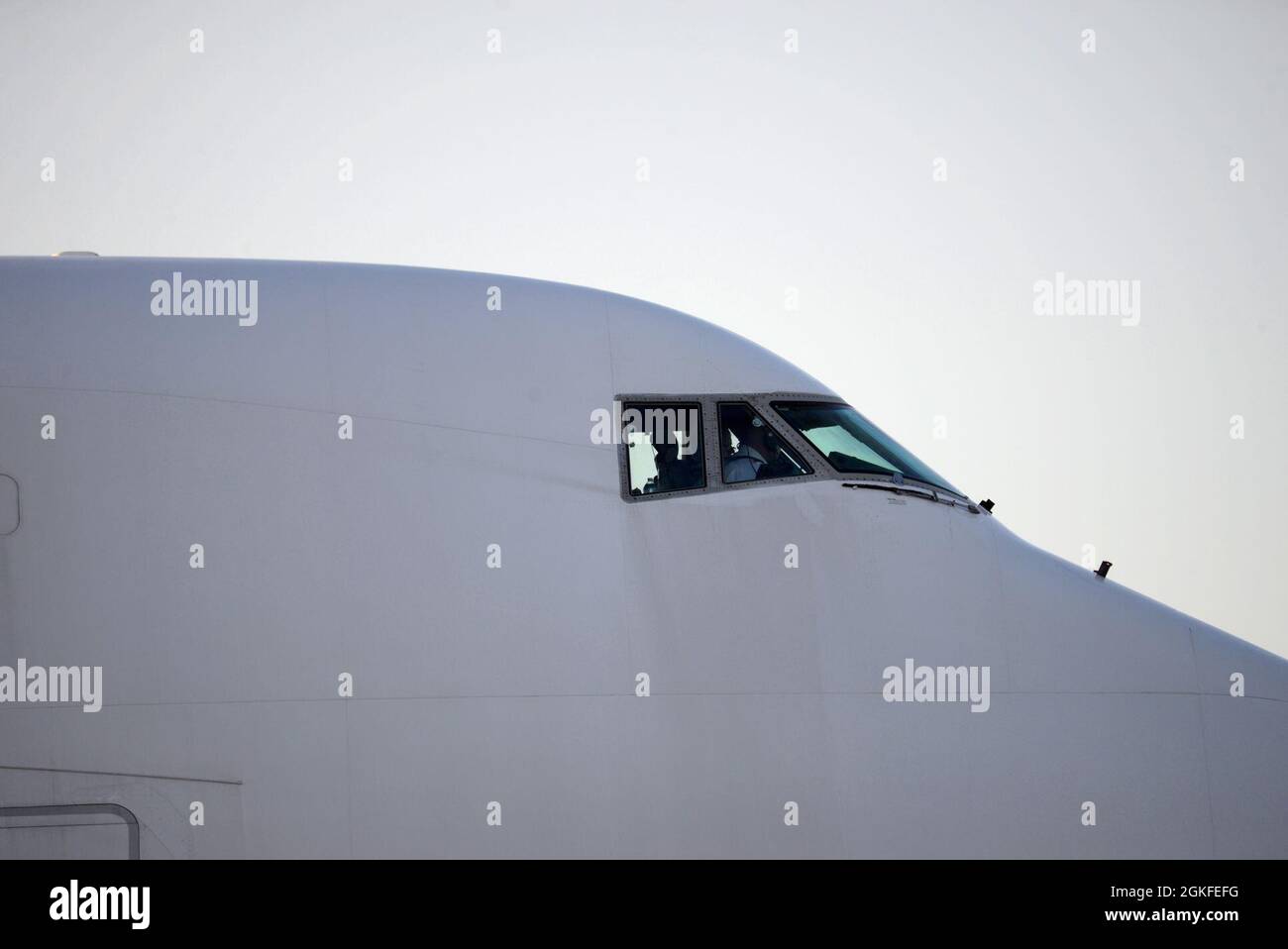A Boeing 747 rotator aircraft taxis in preparation for take off from ...