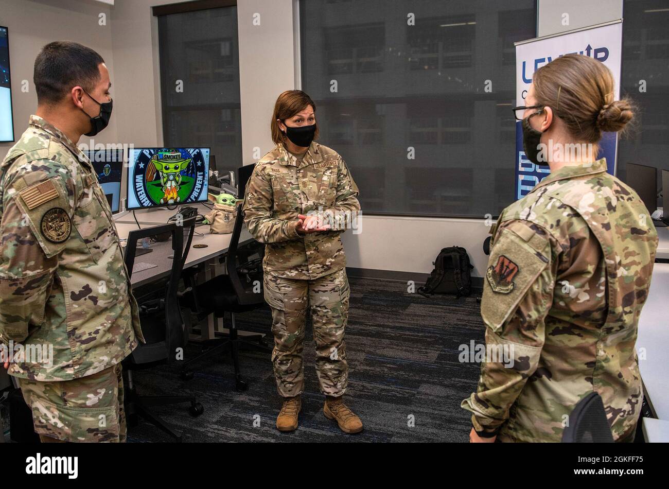 Chief Master Sergeant of the Air Force JoAnne S. Bass visits with ...