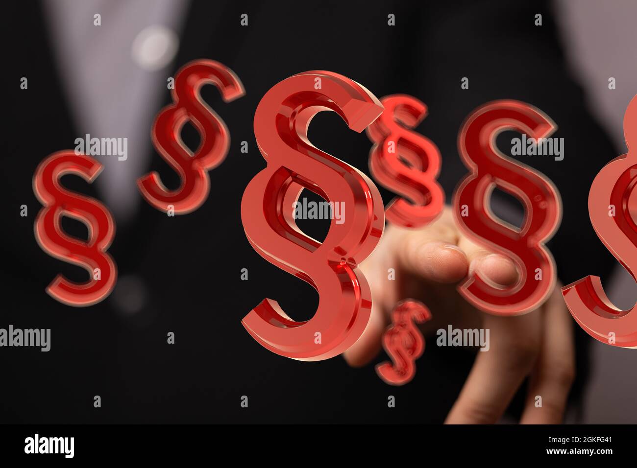 3d rendering of red law paragraph symbols for online legal advising ...