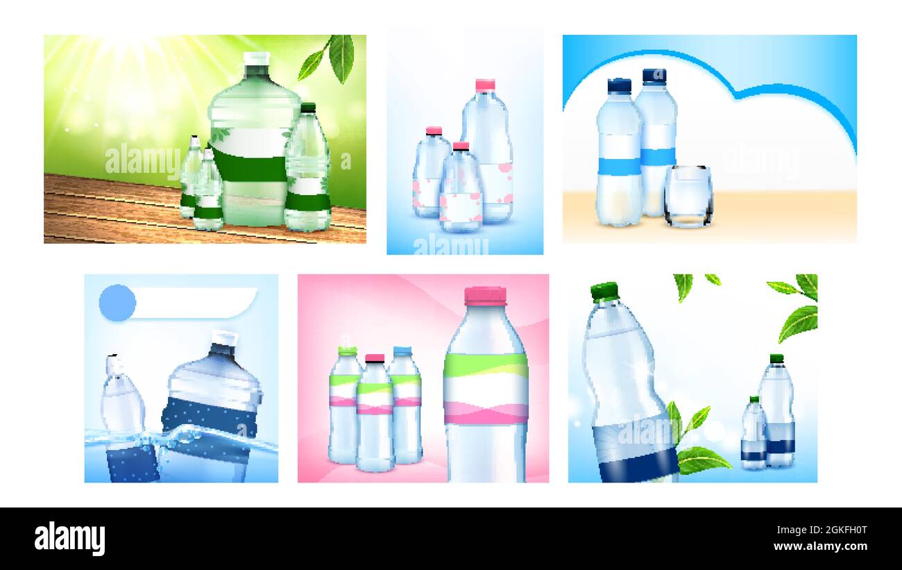 Water For Children Promotion Posters Set Vector Stock Vector Image ...