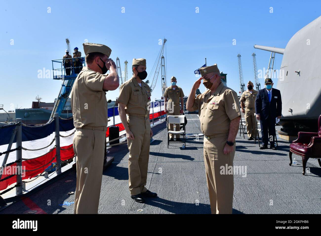 210409-N-HH412-1007 PORT HUENEME (Apr. 9, 2021) Capt. Steven Foley, left, relieves Capt. Allen ...