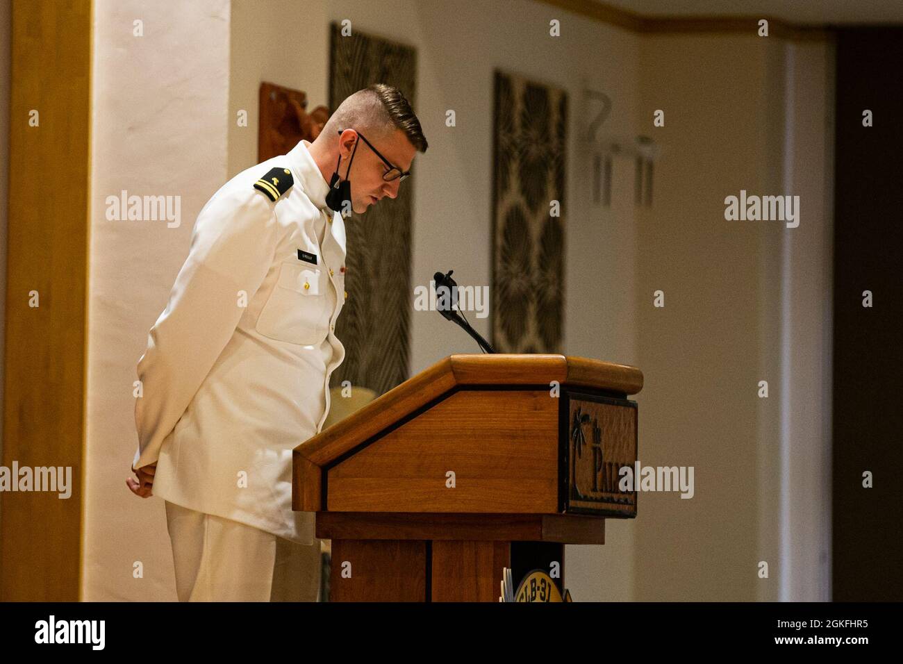U.S. Navy Lt. Travis O’Reilly, a chaplain with Combat Logistics ...