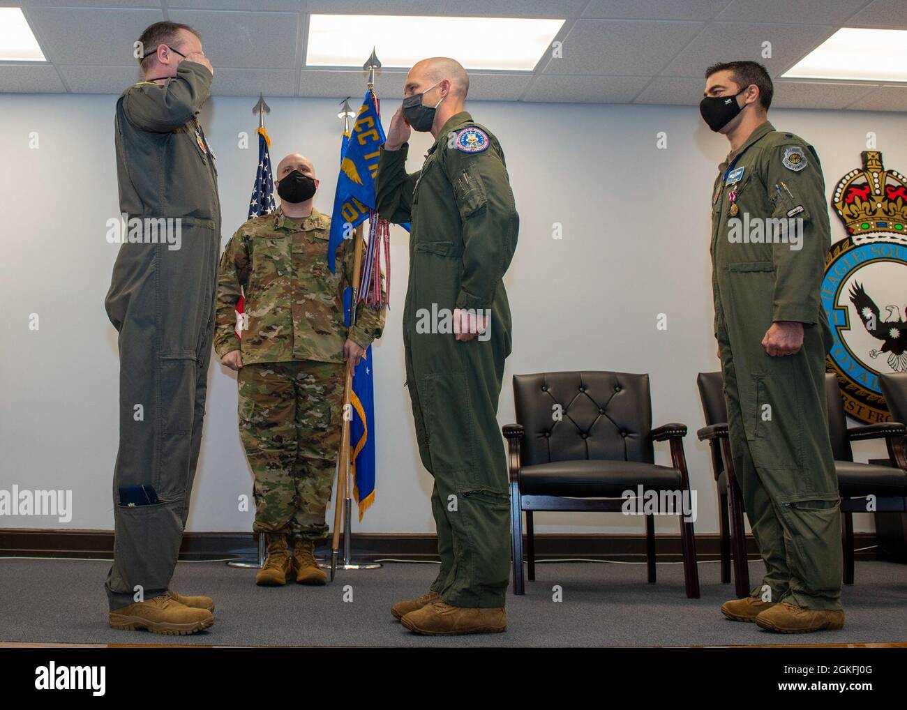 Lt. Col. Tanner Hein, center, incoming Headquarters Training Support ...