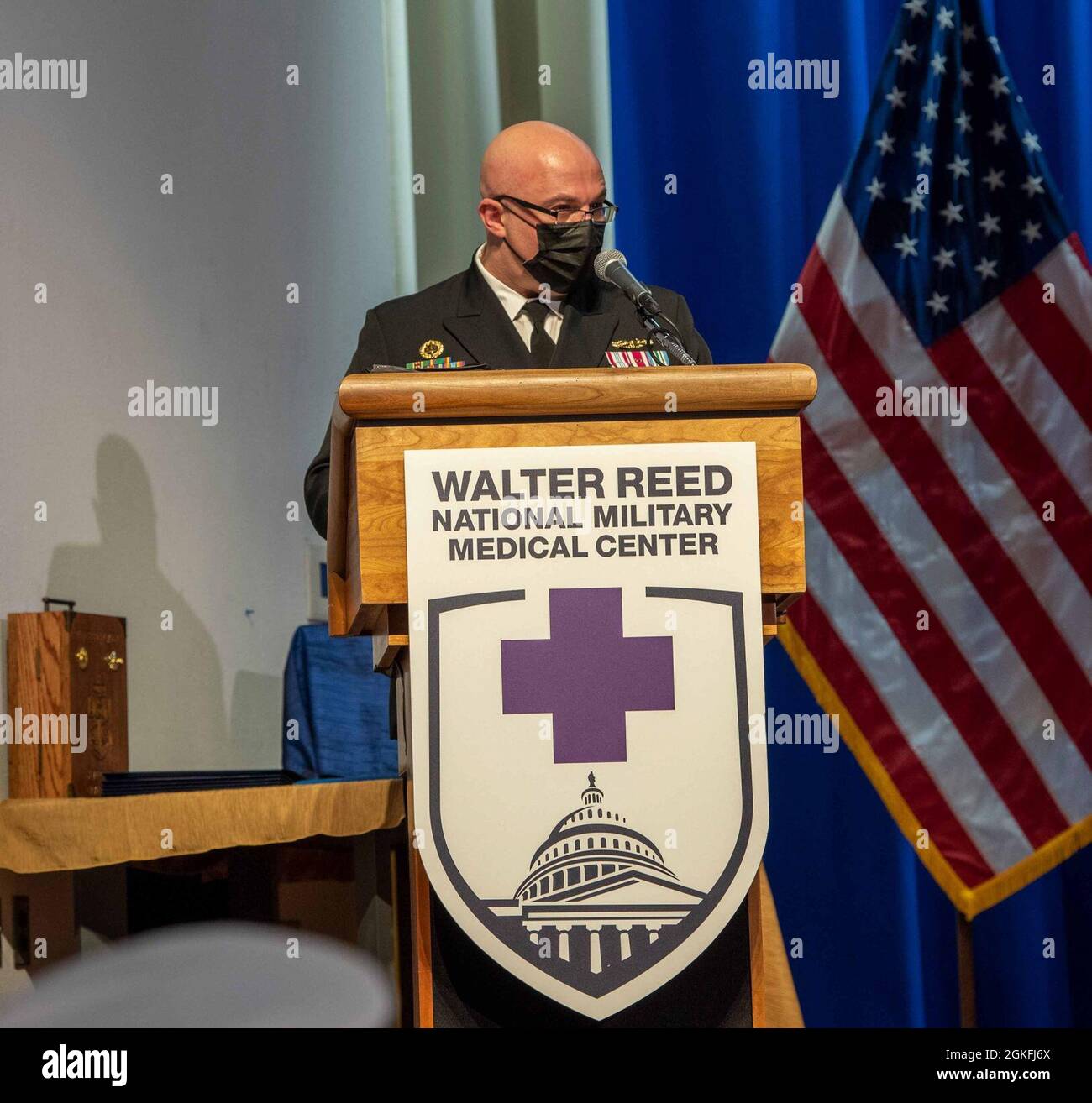 Capt. Steve T. Aboona addresses the audience at the NMRTC Bethesda ...