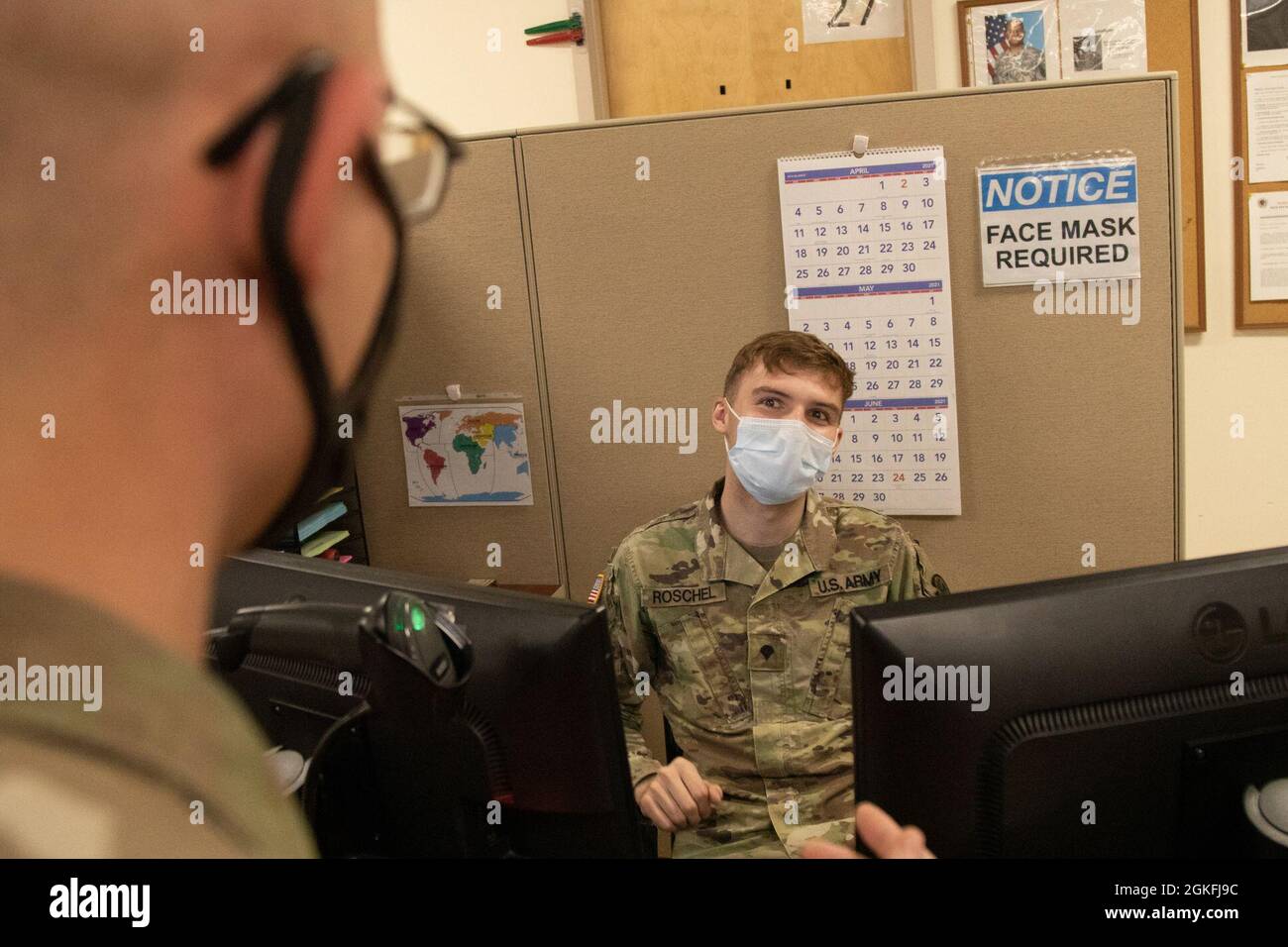 Soldiers from the 110th Chemical Battalion check and update their ...